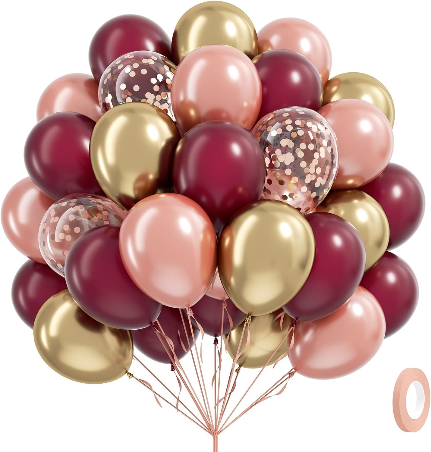 Amazon.com: 60pcs Burgundy and gold Balloons 12inch with Maroon Pearl ...