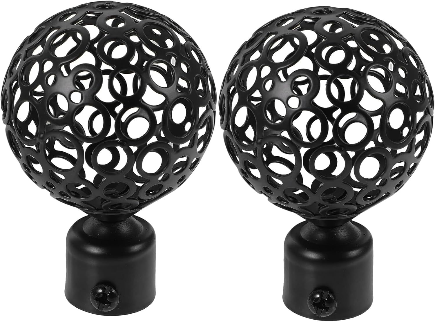 Amazon.com: DOITOOL 2Pcs Curtain Finials Black Drapery Rail Pole Head ...