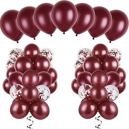 Amazon.com: Burgundy Confetti Balloons Metallic Maroon - Wine Color ...
