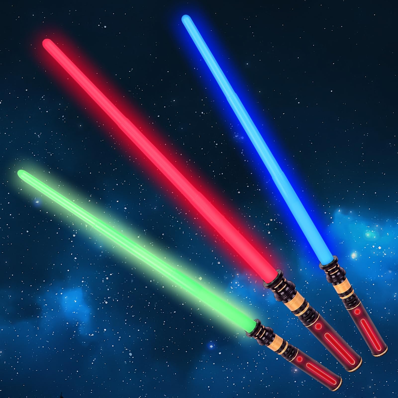 3-Pack Light Up LED Saber, Light Swords with FX Sound and Realistic ...
