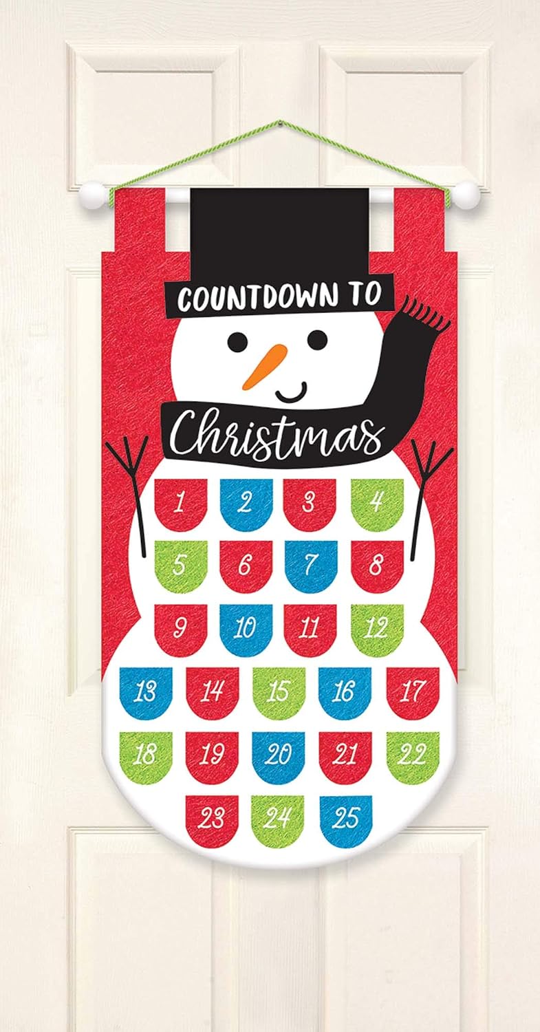 Amazon.com: Festive Snowman Felt Advent Calendar, 21.5" x 12" - 1 Count ...