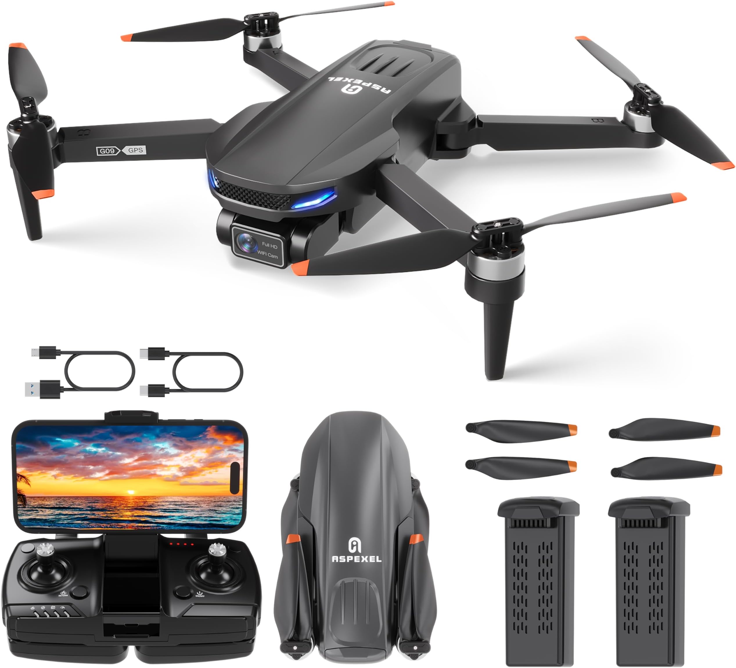 Amazon.com: ASPEXEL GPS Drone with Camera for Adults 4K EIS, 2 Axis ...