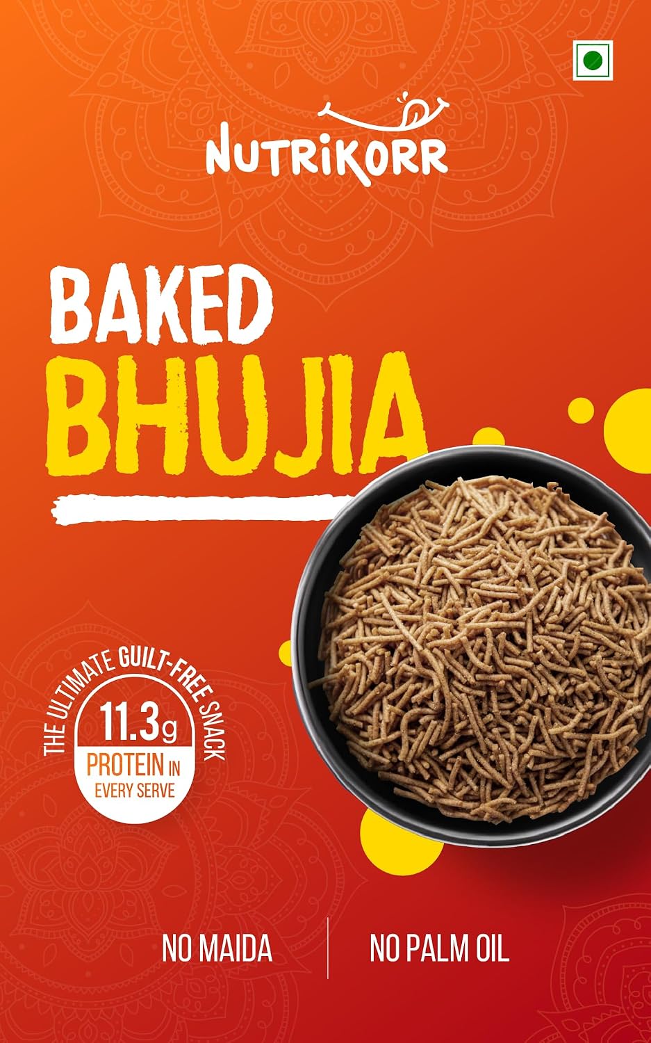 Nutrikorr Baked Millet Bhujia, High Protein Millet Chips, No Maida, No ...