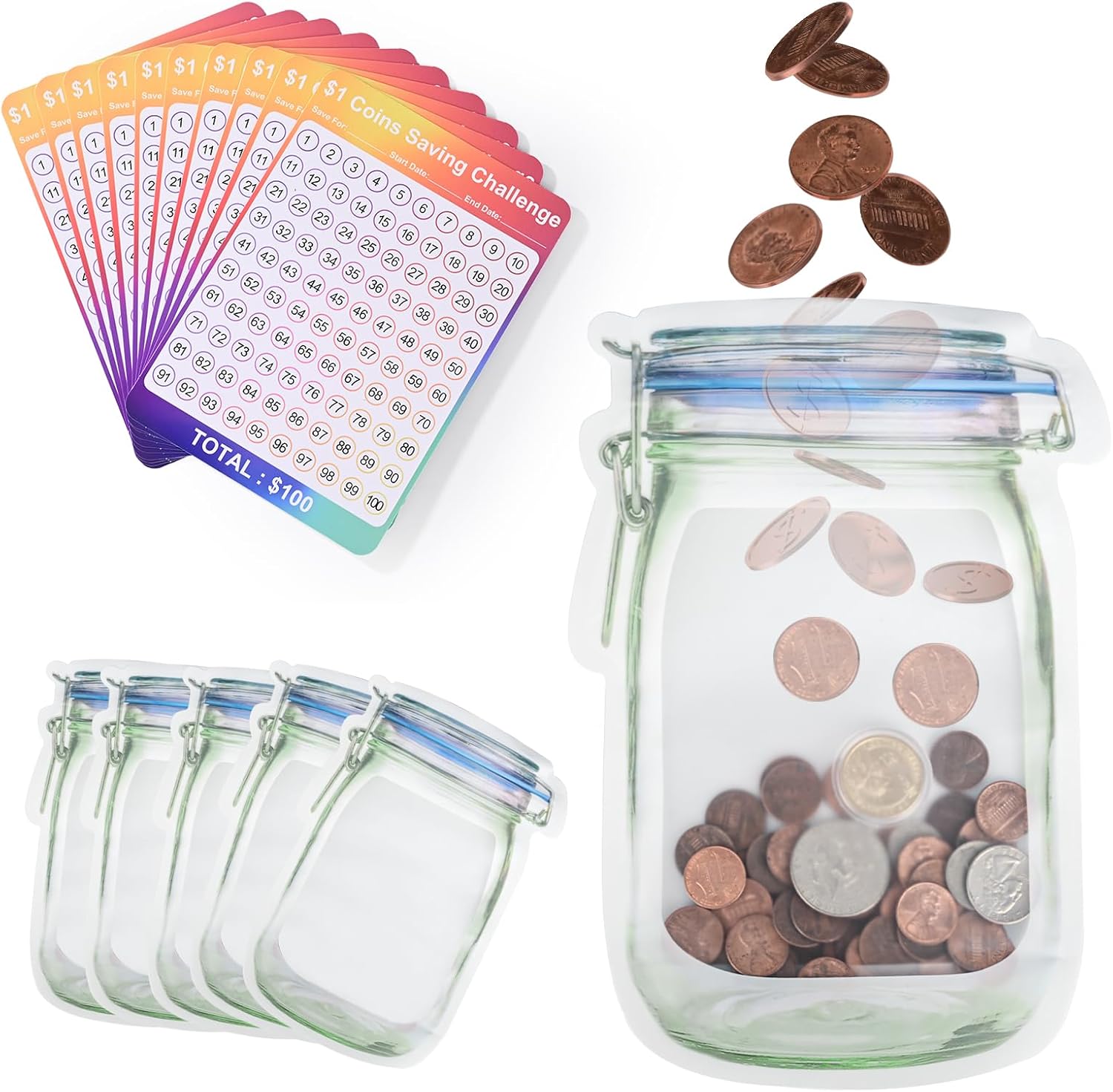 Amazon.com: Money Bags for Saving Challenge,with 5 Bags and 10 Tracker ...