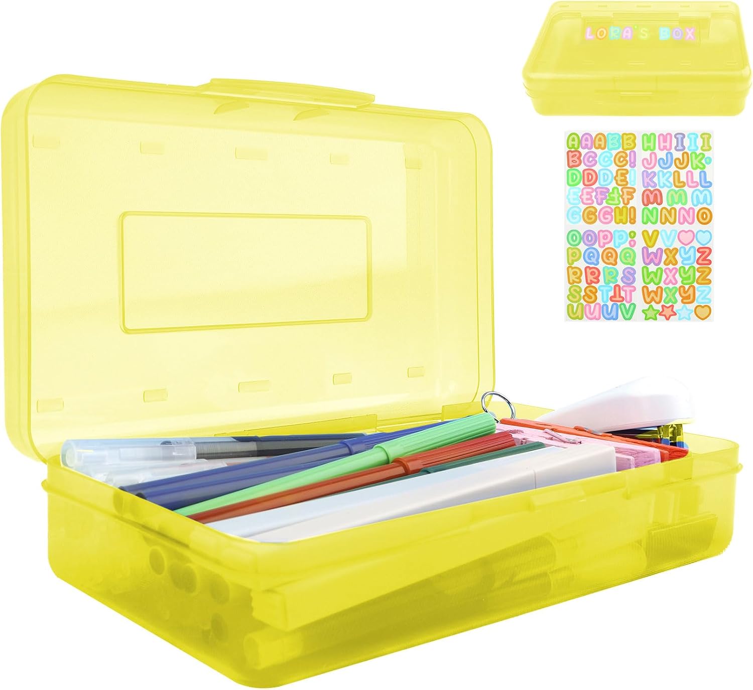 Amazon.com: Yellow Pencil Case Box Plastic Aesthetic Hard Pencil Case ...