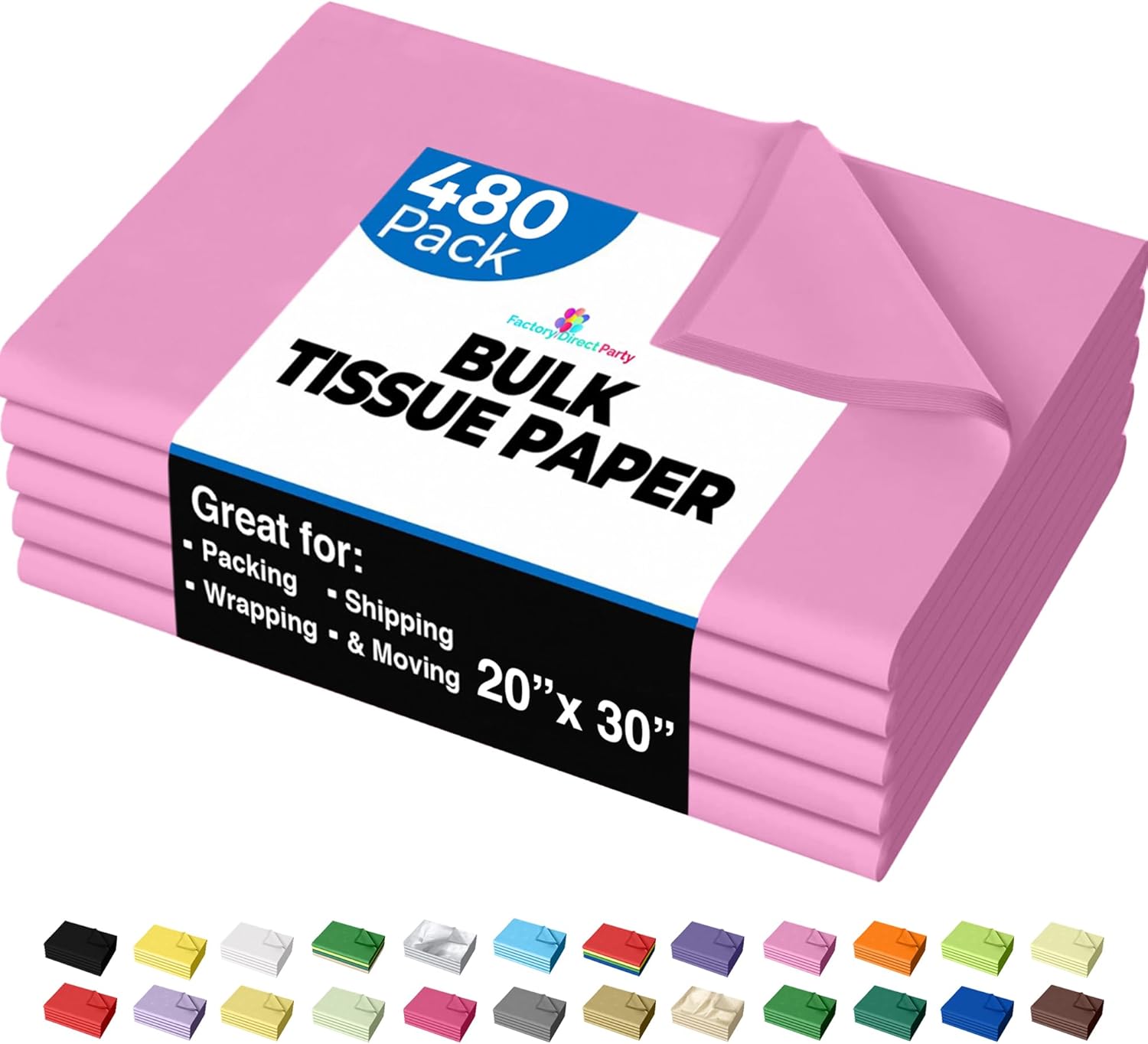 Amazon.com: 480 Sheets Bulk Pink Tissue Paper - 20" x 30" Packing Paper ...