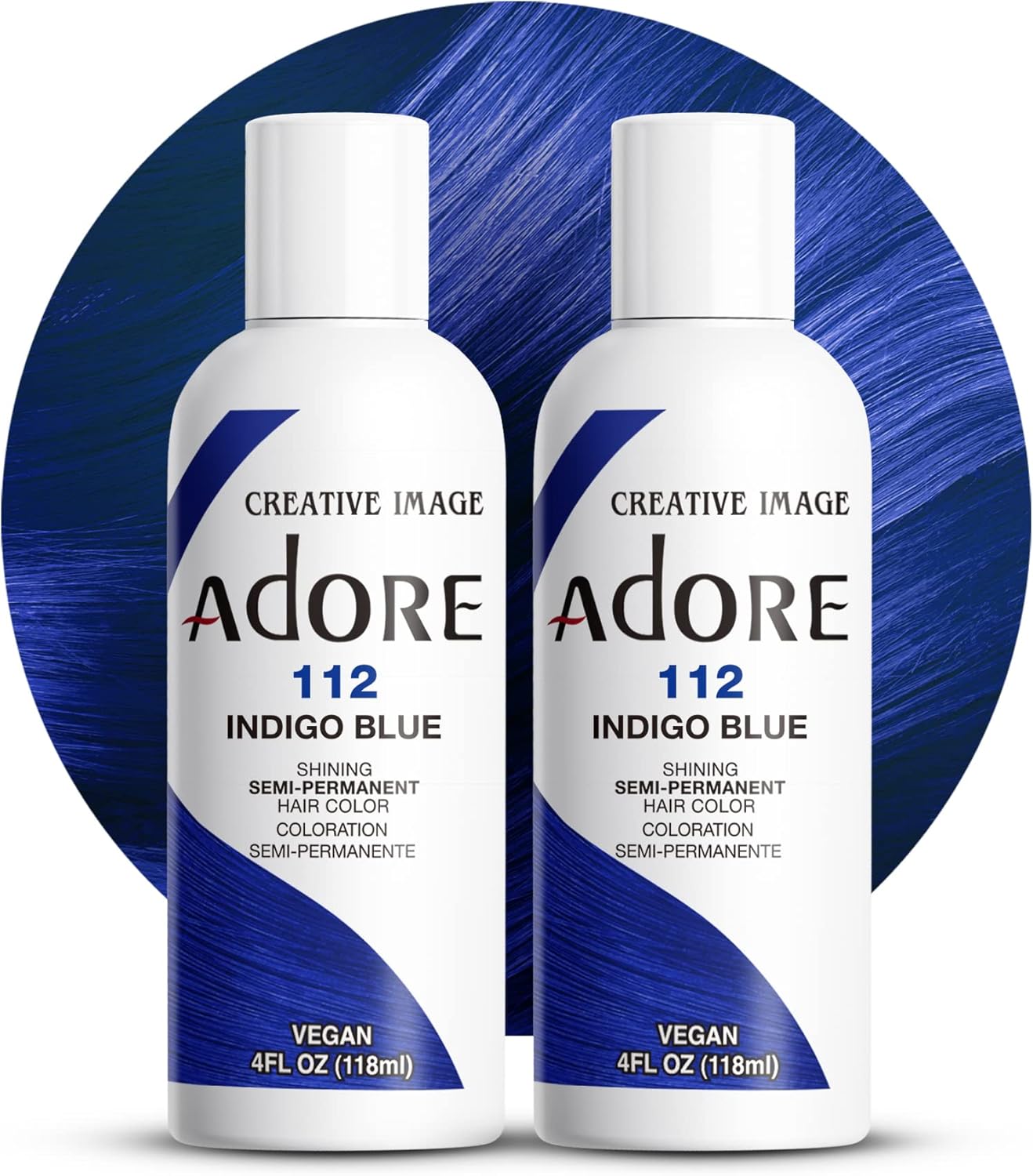 Adore Semi-Permanent Haircolor #112 Indigo Blue 4 Ounce (118ml) (2 Pack ...