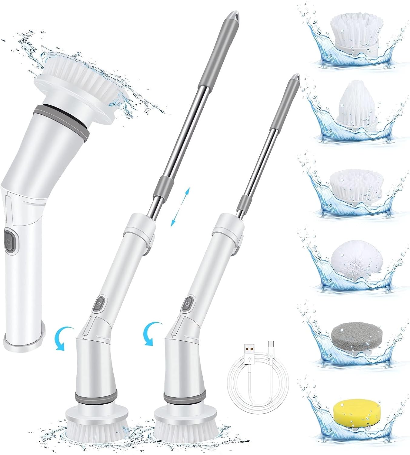 Amazon.com: Feuaue Electric Spin Scrubber, Rechargeable Adjustable ...