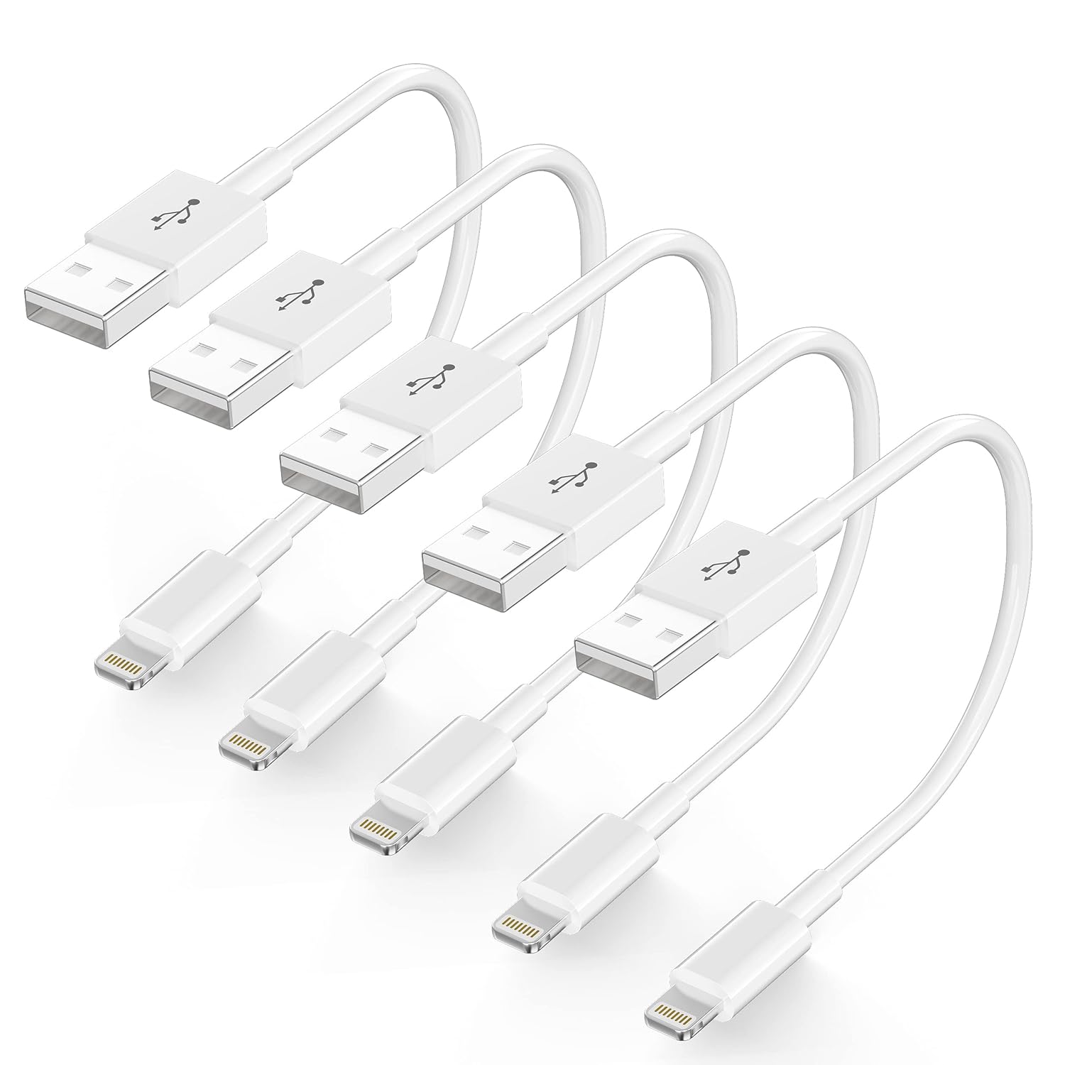 Amazon.com: [Apple Certified] iPhone Charger 1 ft 5 Pack, Lightning to ...