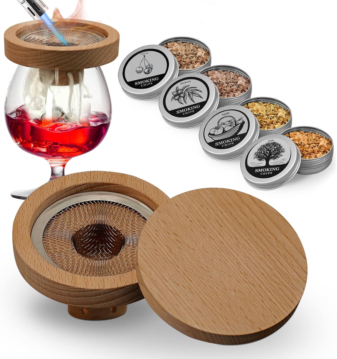 Amazon.com : Beadseable Cocktail Smoker with 4Pcs Smoking Wood Chips ...