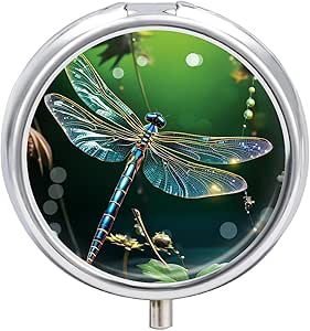 Amazon.com: Pill Box Dragonfly Green Printed Small Pill Case for Purse ...