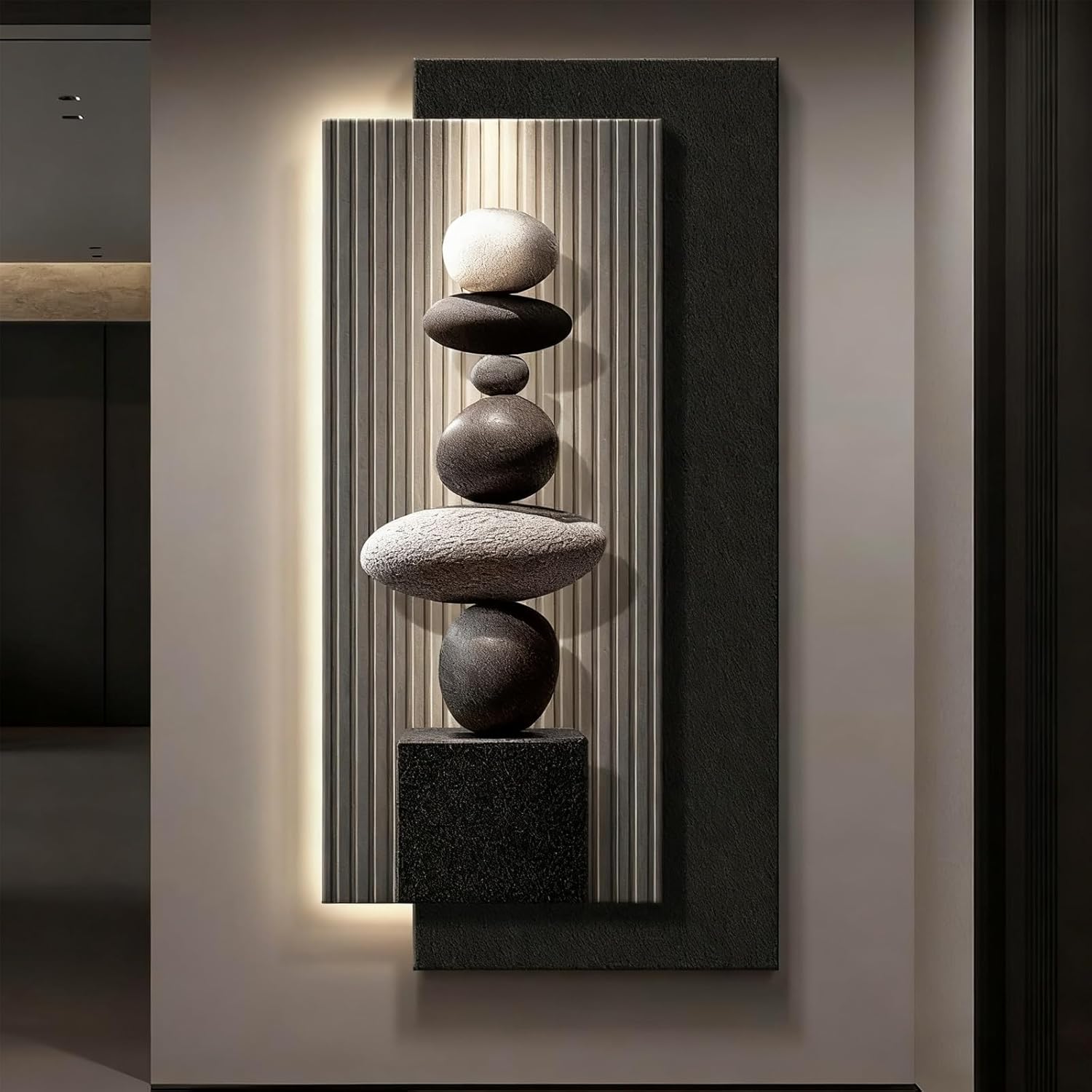 Amazon.com: LIDANGUH 3D Vision Sandstone Wall Art Decor with Led Light ...