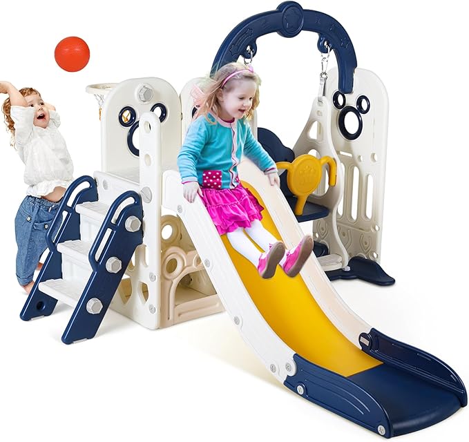 Amazon.com: Arlopu6 in 1 Toddler Slide and Swing Set, Toddler Slide ...