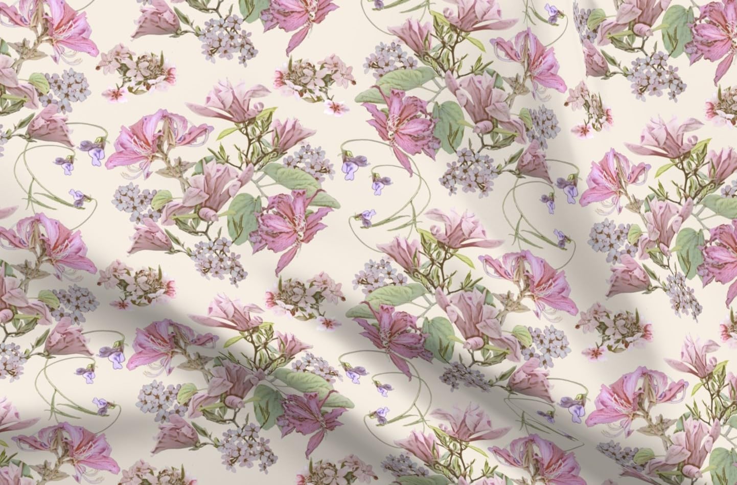 Amazon.com: Spoonflower Fabric - Pink Cream Victorian Spring Romantic ...