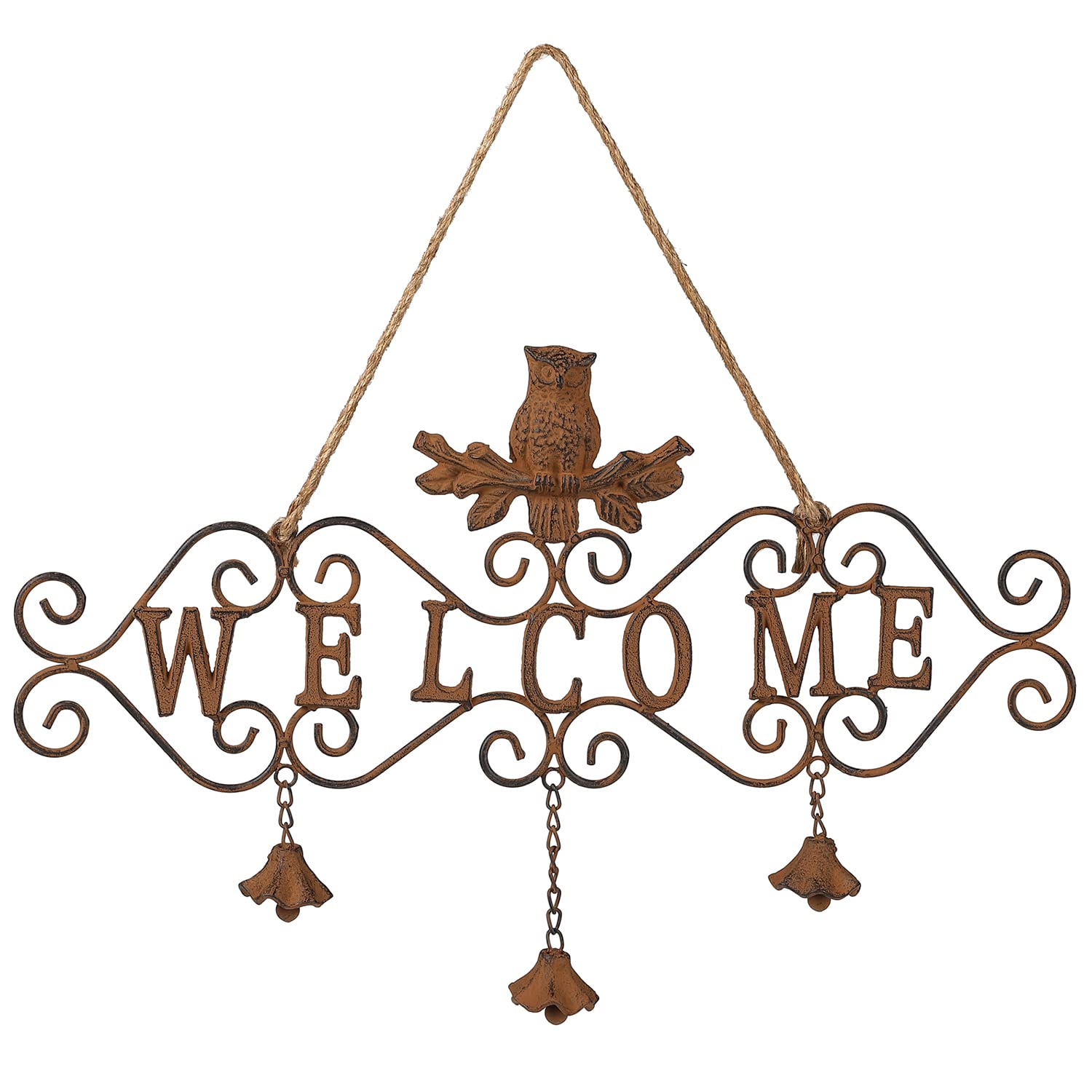 Welcome Sign for Front Door, Rustic Owl Metal Welcome Sign, Indoor and ...