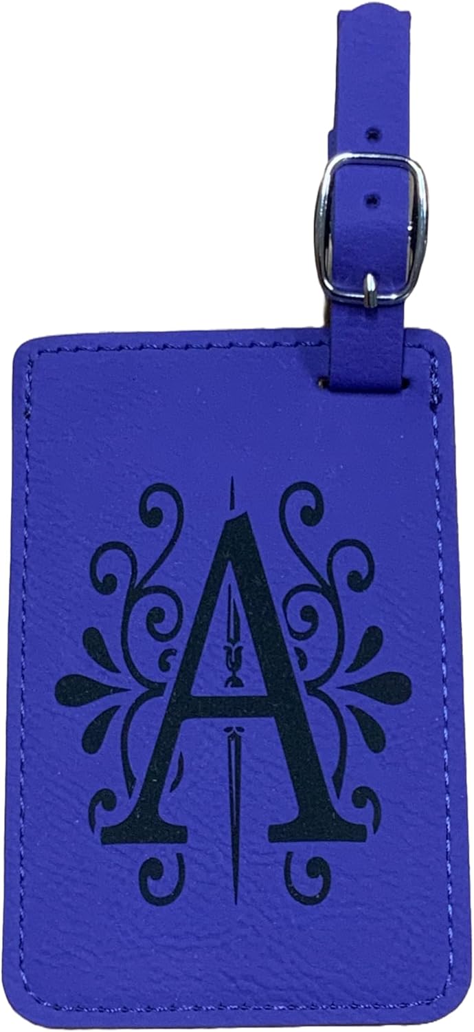Amazon.com: Purple Leather Luggage Tag, Initials-Engineered Leather ...