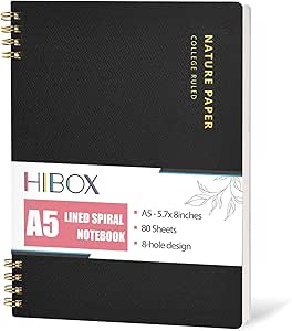 Amazon.com : HIBOX Spiral Notebook Journal, College Ruled A5 Notepad ...