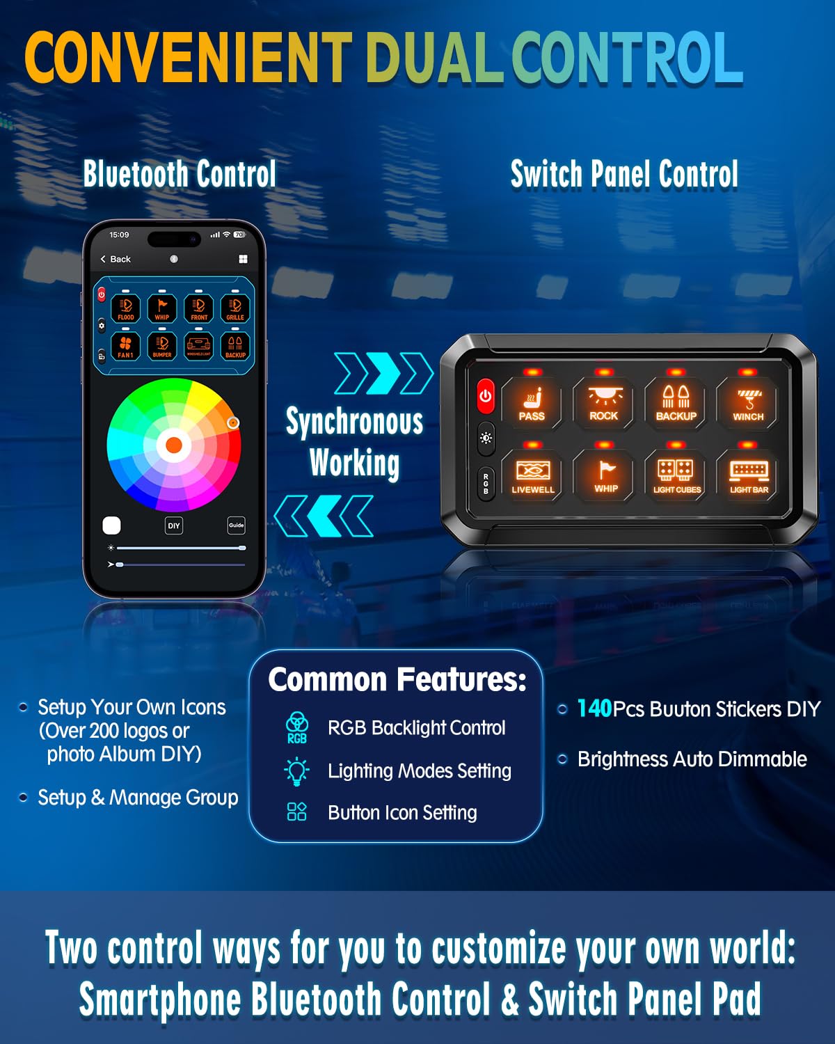Snapklik.com : 8 Gang RGB Switch Panel Bluetooth APP Control ...