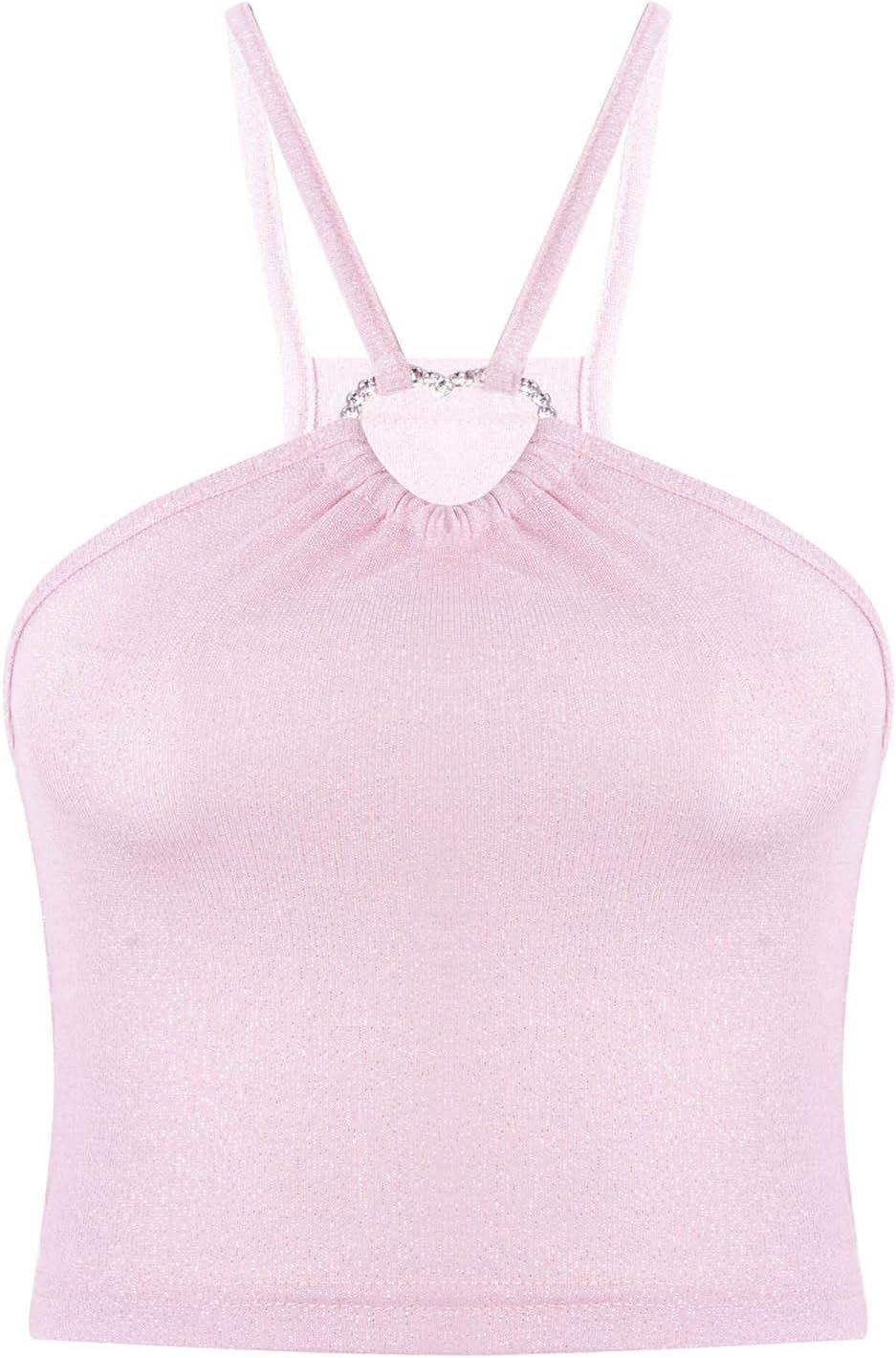 inlzdz Damen Shiny Crop Top Neckholder BH Top Bauchfrei Bralette Sexy ...