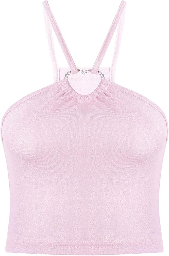 inlzdz Damen Shiny Crop Top Neckholder BH Top Bauchfrei Bralette Sexy ...
