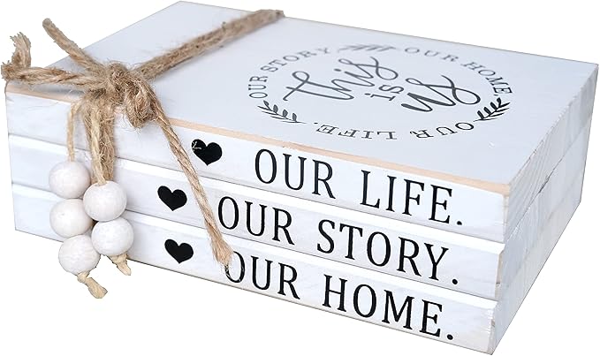 Amazon.com: LIVDUCOT Wood Decorative Books Stack Rustic Home Decor ...