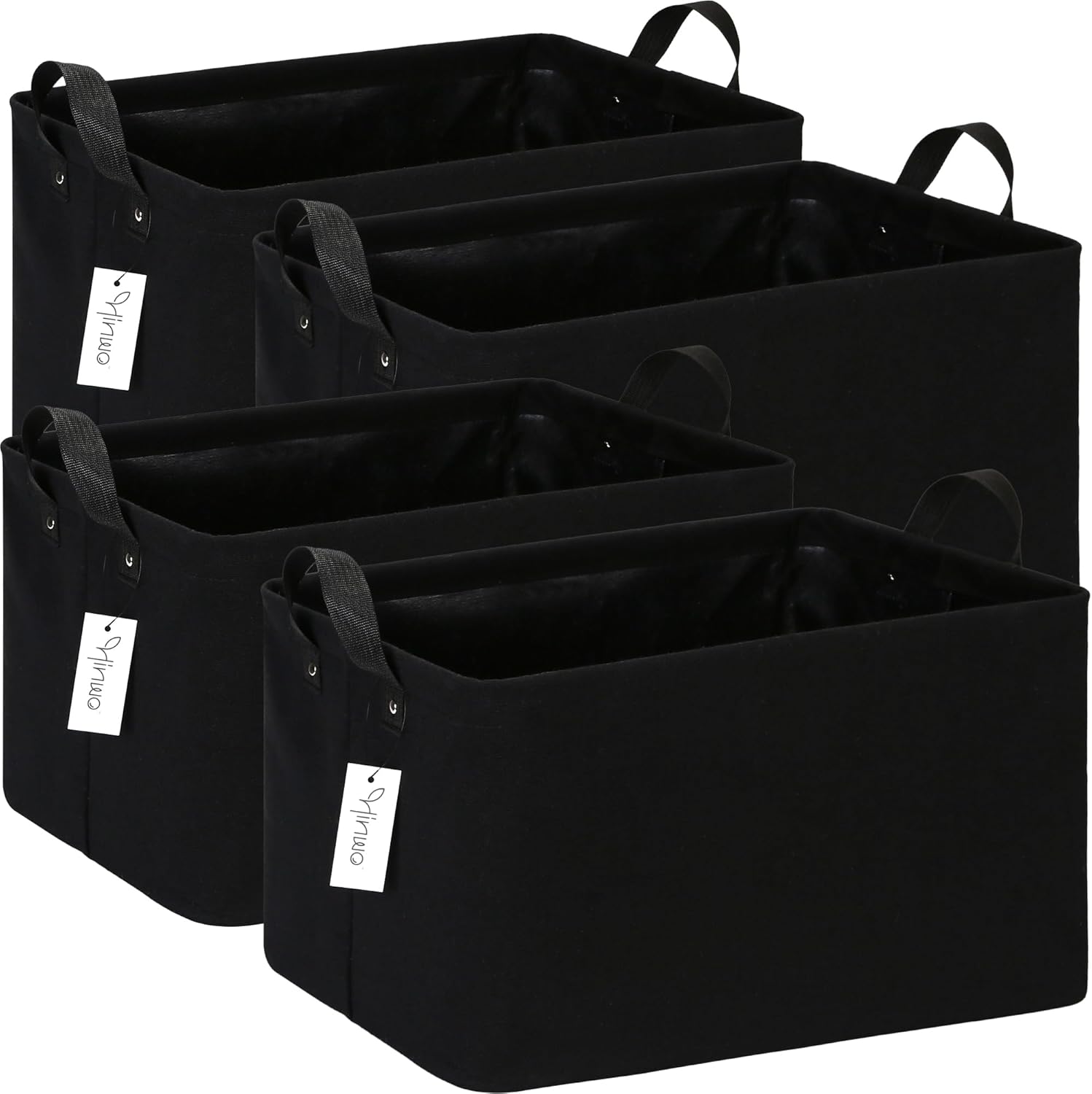 Amazon.com: Hinwo 4-Pack Large Canvas Storage Bins for Shelves with ...