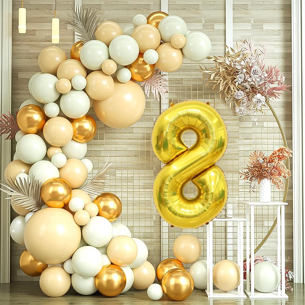Snapklik.com : Number 8 Balloon 40 Inch Gold 8 Balloon Number 8 Helium ...
