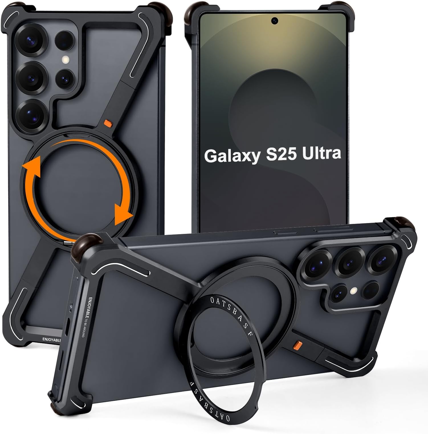 Amazon.com: XAOVUIR for Samsung Galaxy S25 Ultra Case Magnetic with Stand, Frameless Metal S25 ...