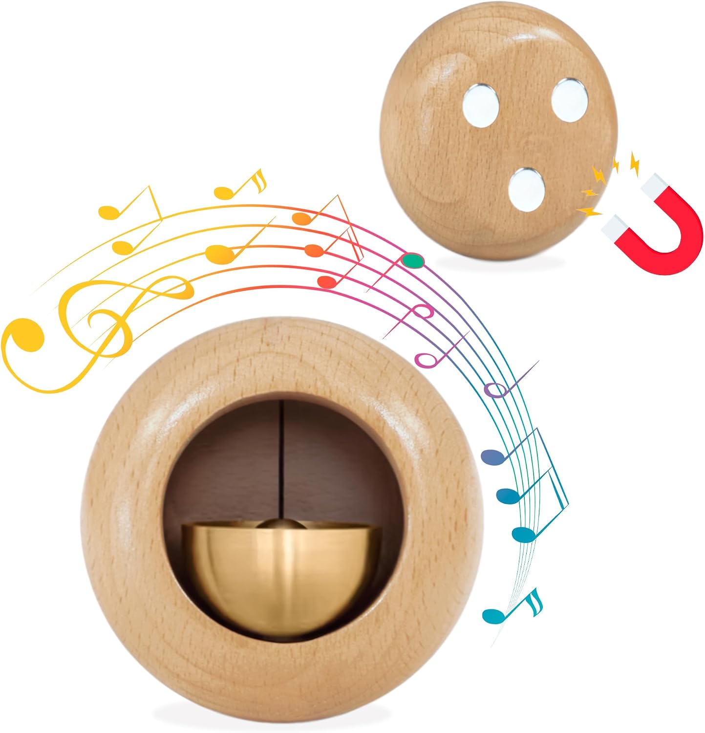Magnetic Wooden Doorbell Chime – Brass Shopkeeper Bell for Doors ...