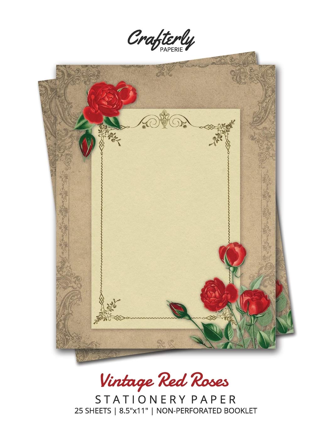 Amazon.com: Vintage Red Roses Stationery Paper: Antique Letter Writing ...