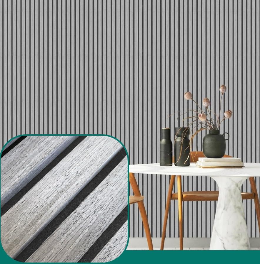 Light Grey Oak Slat Wall Panelling - Wood Panels for Walls ...