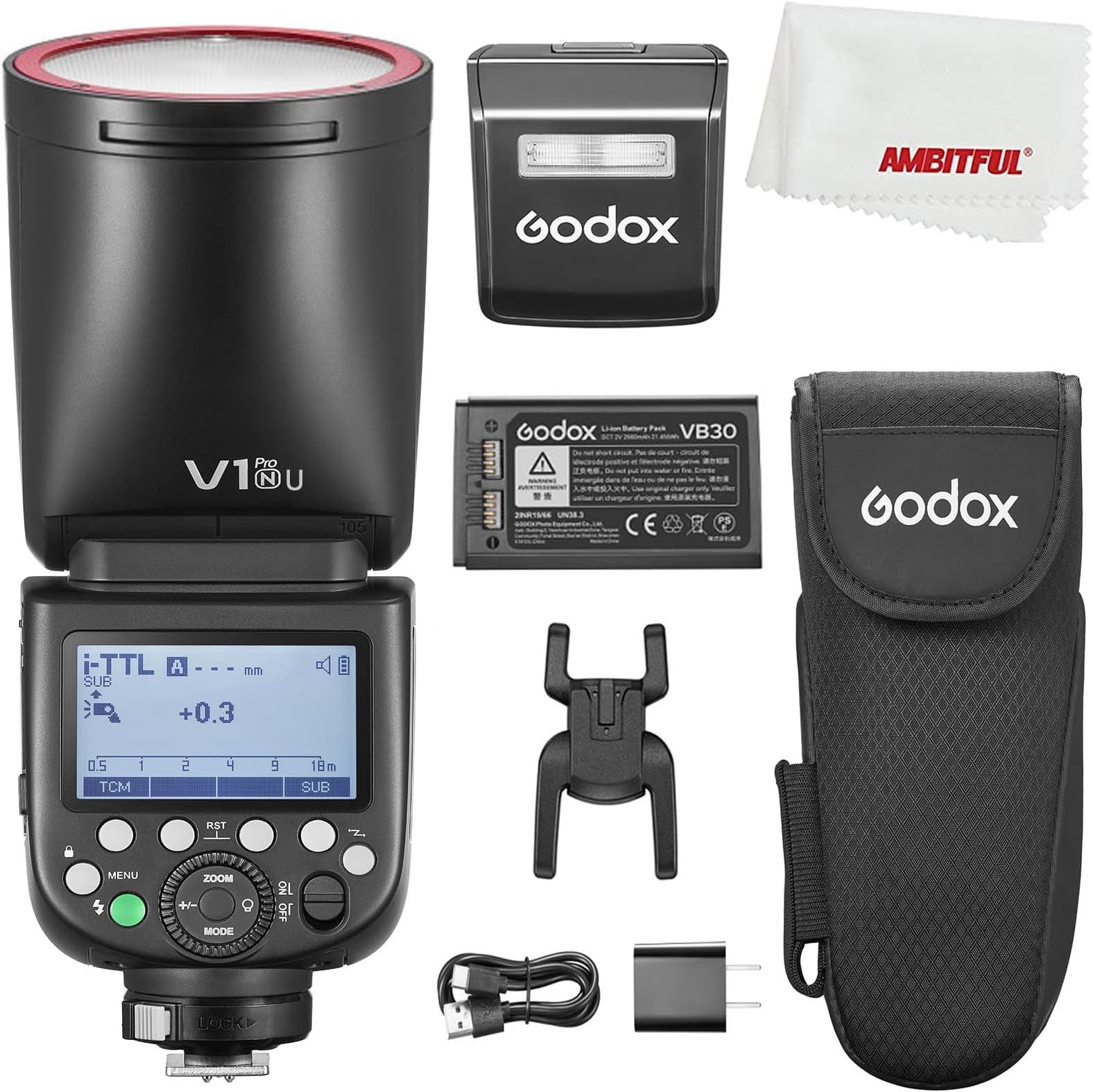 Amazon.com : Godox V1 Pro V1pro N V1Pro-N USA Version TTL Round Head Camera Flash,76Ws HSS 1 ...