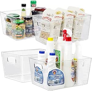 Amazon.com: ZEXALOR 4pcs Clear Storage Bins Clear Storage Containers ...