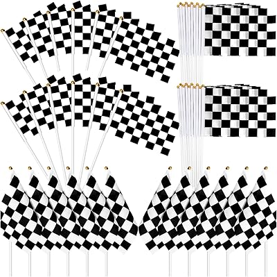 Amazon.com : 48Pcs Race Cars Checkered Flag, Black And White Checkered ...