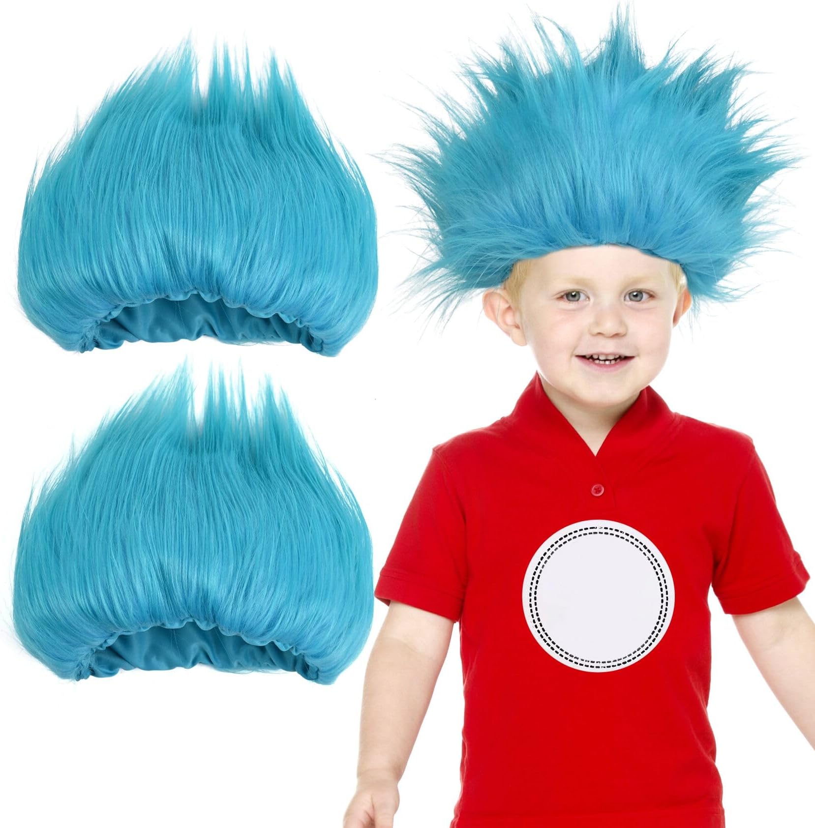 Amazon.com: PATCHUPS 2 Pack Blue Fluffy Costume Wig Funky Crazy Hair ...