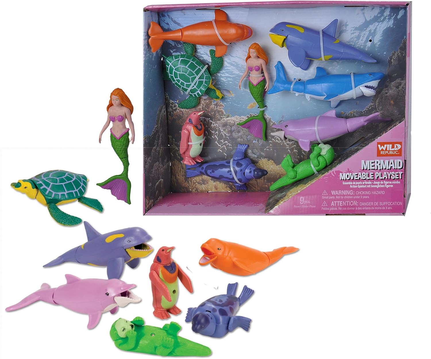 Amazon.com: Wild Republic Mermaid Moveable Action Playset, Aquatic ...