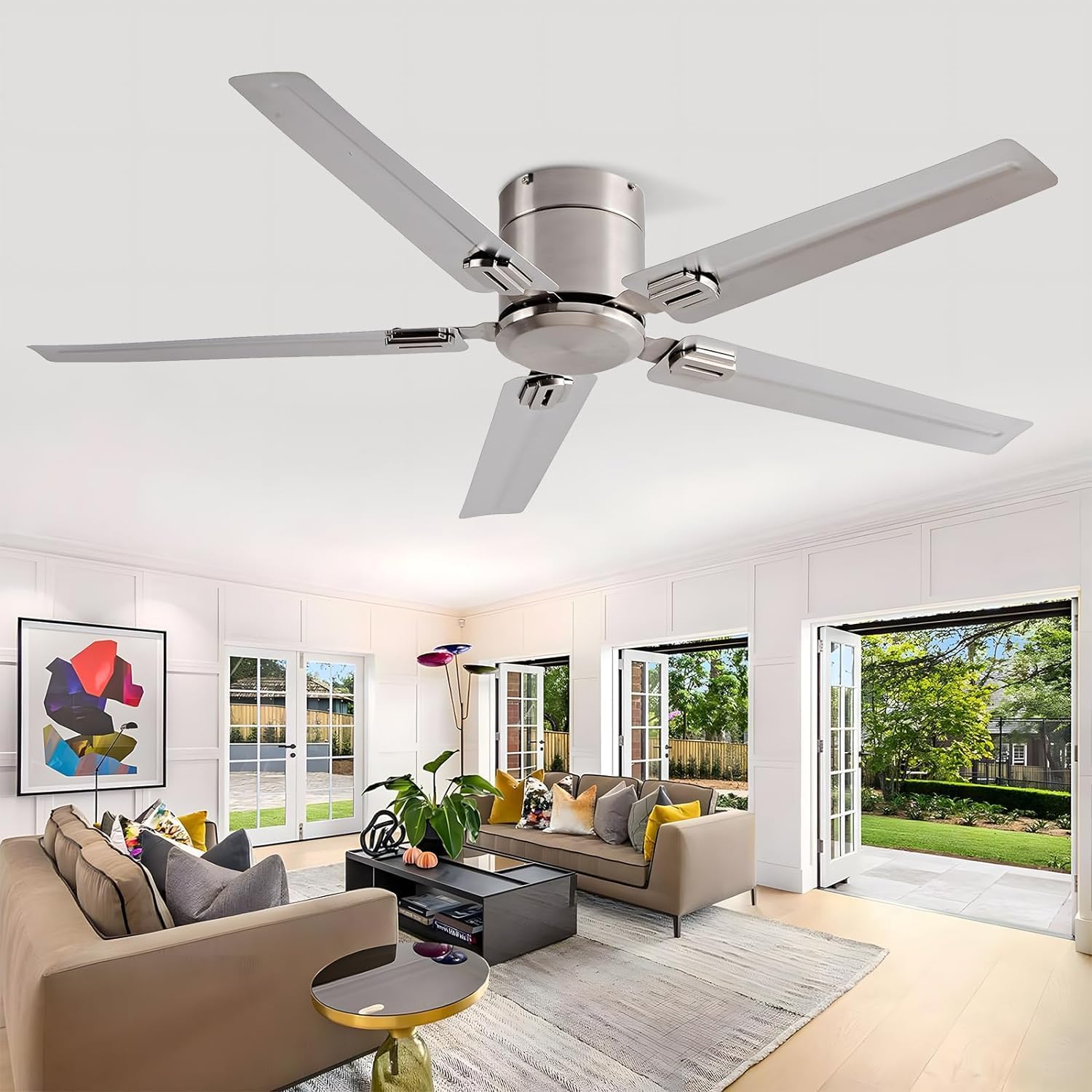 Amazon.com: dpdPop 52inch Stainless Steel Ceiling Fans, 5 Blades ...