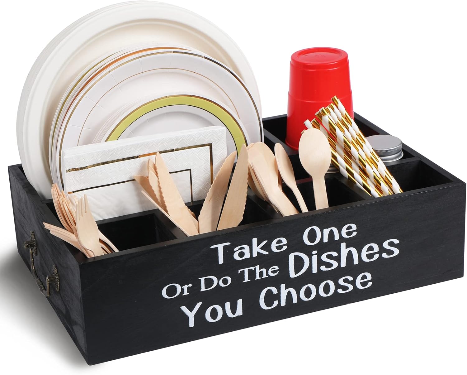 Large Paper Plate Holder Utensil Caddy Organizer for Countertop ...