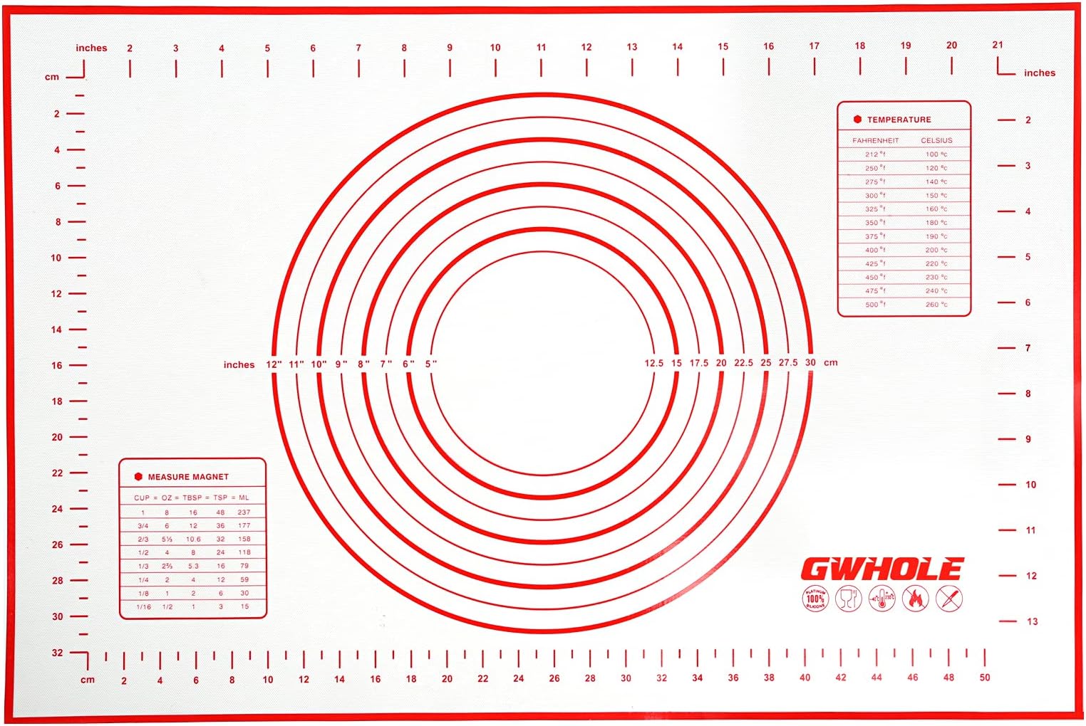 GWHOLE Silikonmatte Backmatte Silikon Teigmatte Wiederverwendbar ...
