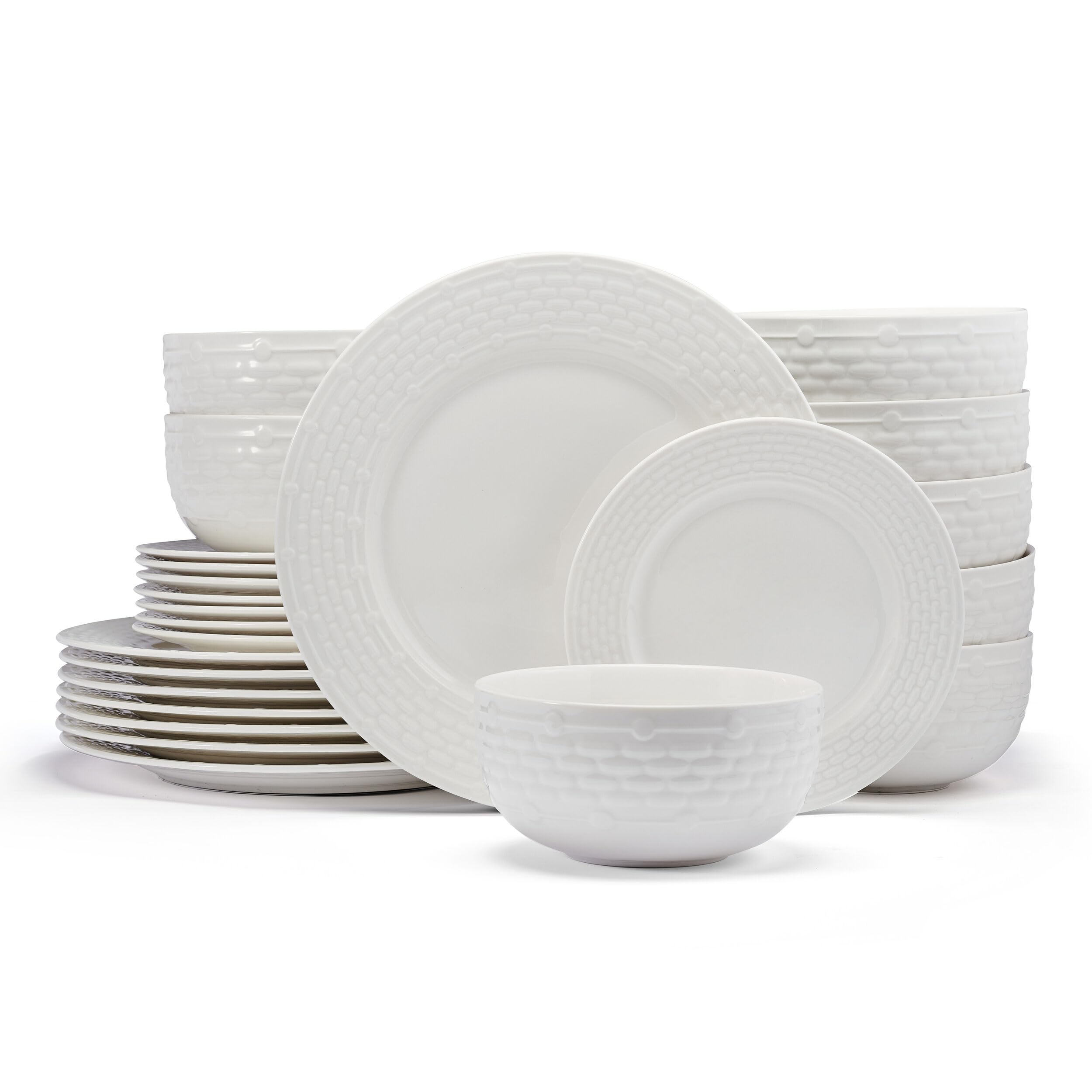 Amazon.com | Pfaltzgraff Sonya White 24 Piece Plate Bowl Dinnerware Set ...