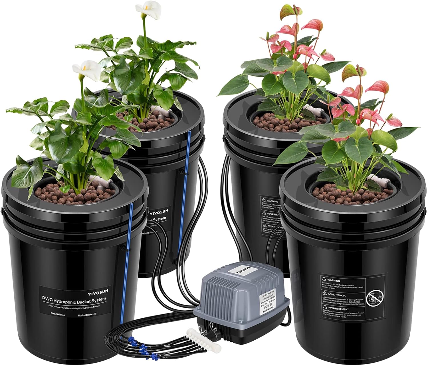 Amazon.com : VIVOSUN DWC Hydroponics Grow System, 5-Gallon Deep Water ...