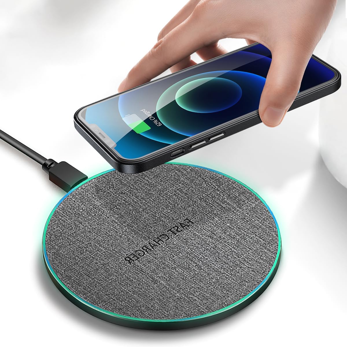 Cargador Inalámbrico Rápido, 15W Desk Wireless Charger Pad con ...