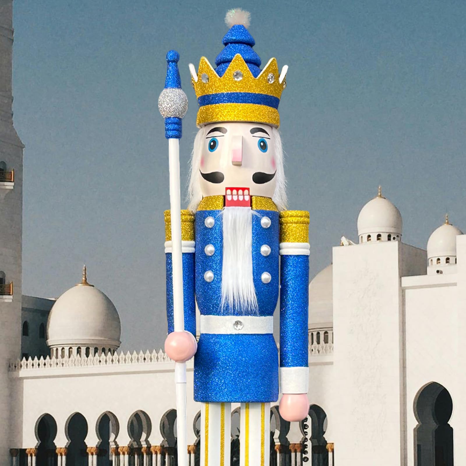 Amazon.com: CDL 6ft Life-Size Blue Glitter Nutcracker Christmas Figure ...
