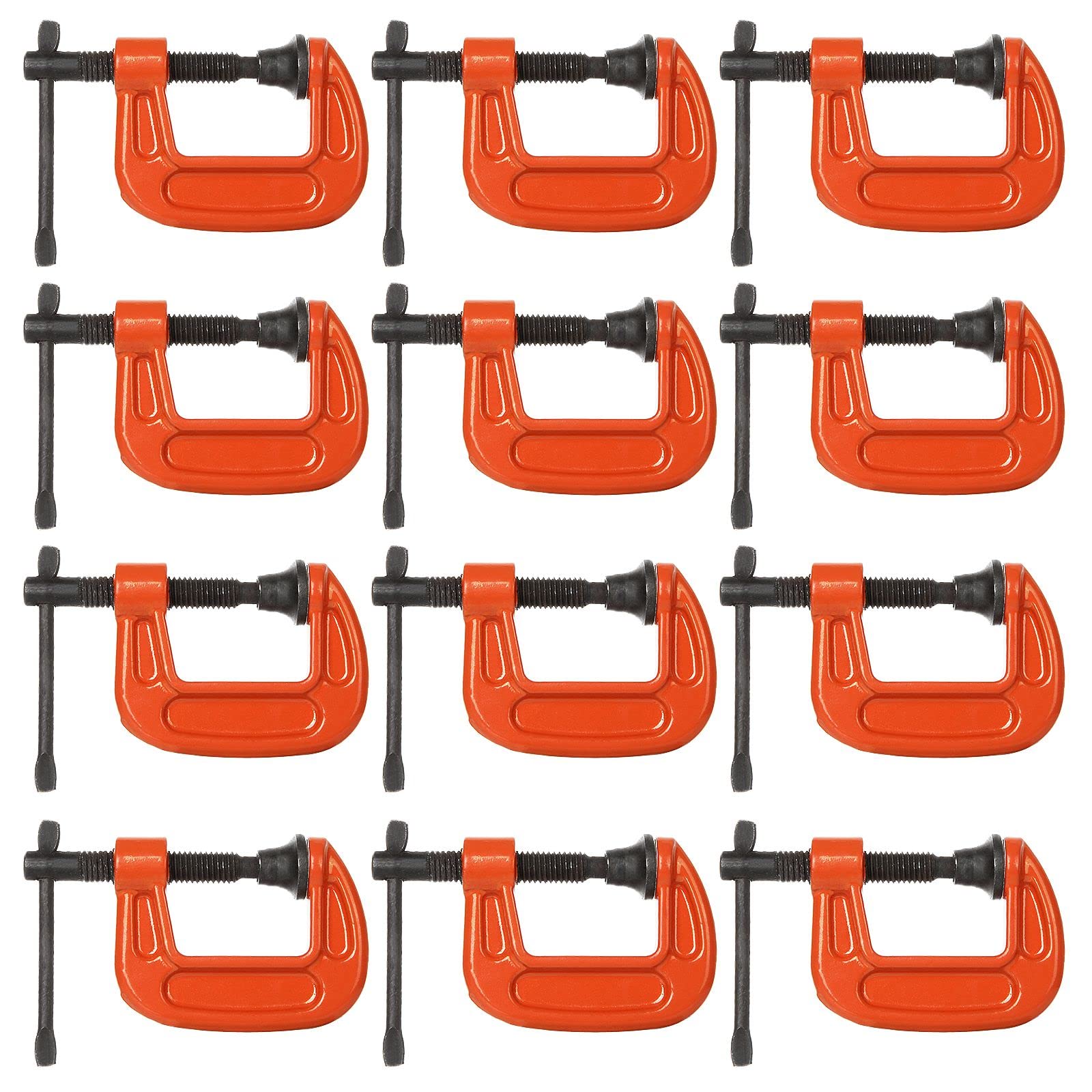 RHBLME 12 Pack C-Clamp Set 1 Inch, 1/12" Jaw Opening, 1" Throat Depth ...