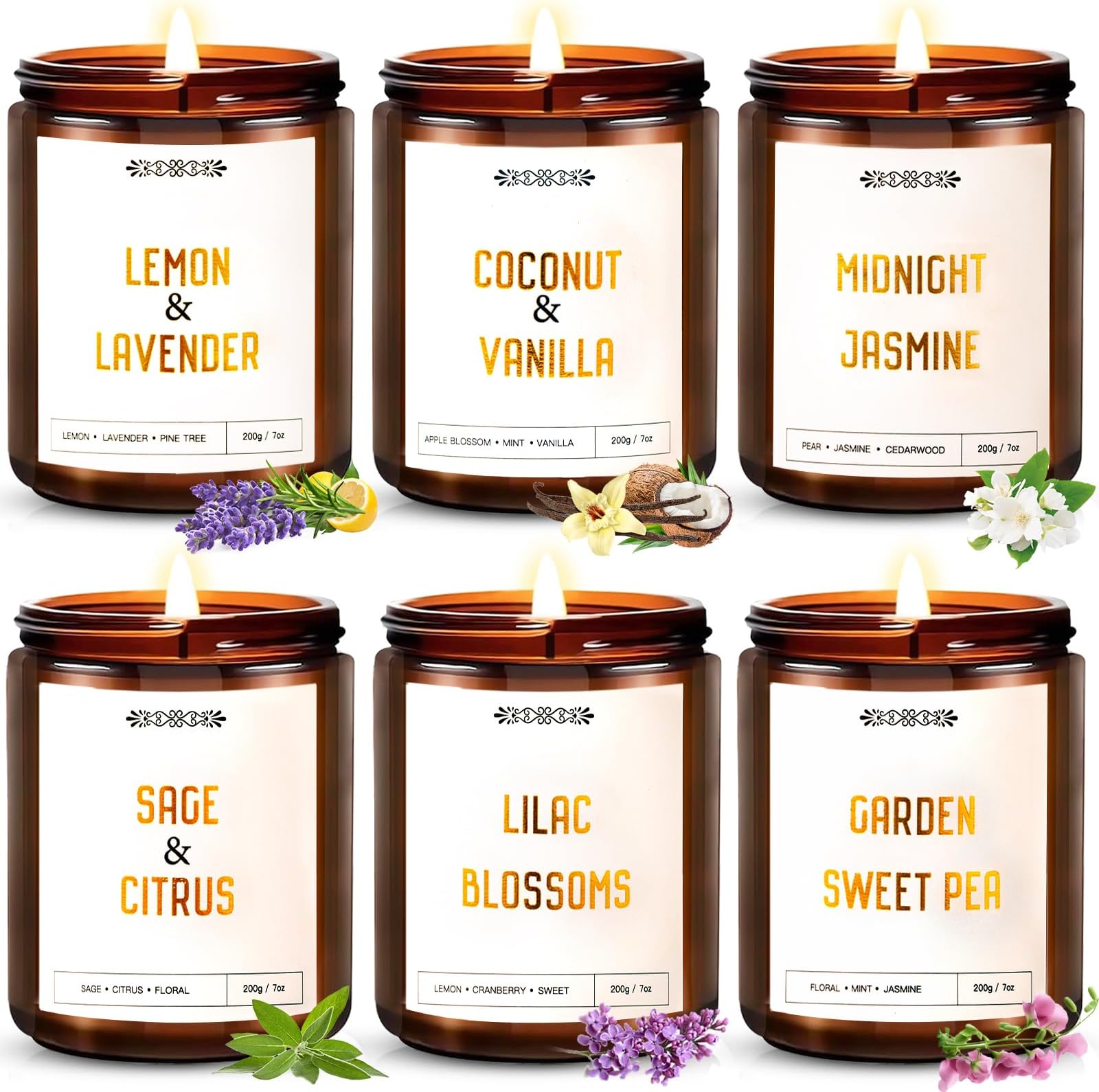 Amazon.com: Threlaco 6 Pcs Scented Candle Soy Wax Candles Aromatherapy Candles for Women 6 ...