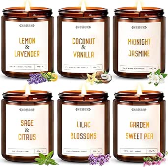 Amazon.com: 6 Pack Candles for Home Scented, 42oz Amber Jar Candles Gifts for Women, 330 Hour ...