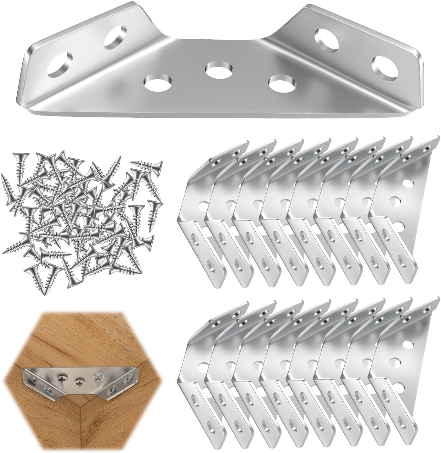 Amazon.com: 16 PCS Universal Stainless Steel Furniture Corner Connector ...