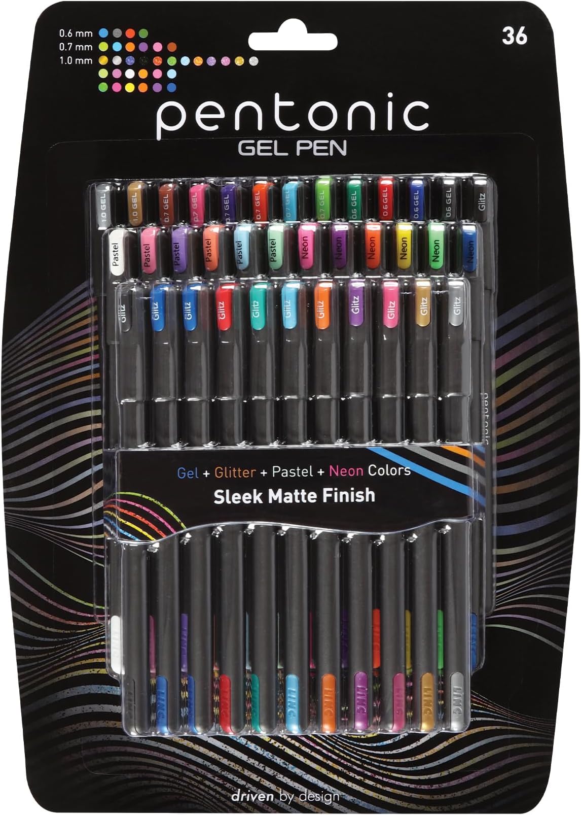 Pentonic 36 Color Pens Pentonic Gel Pens 36-Pack - Assorted Colors With ...