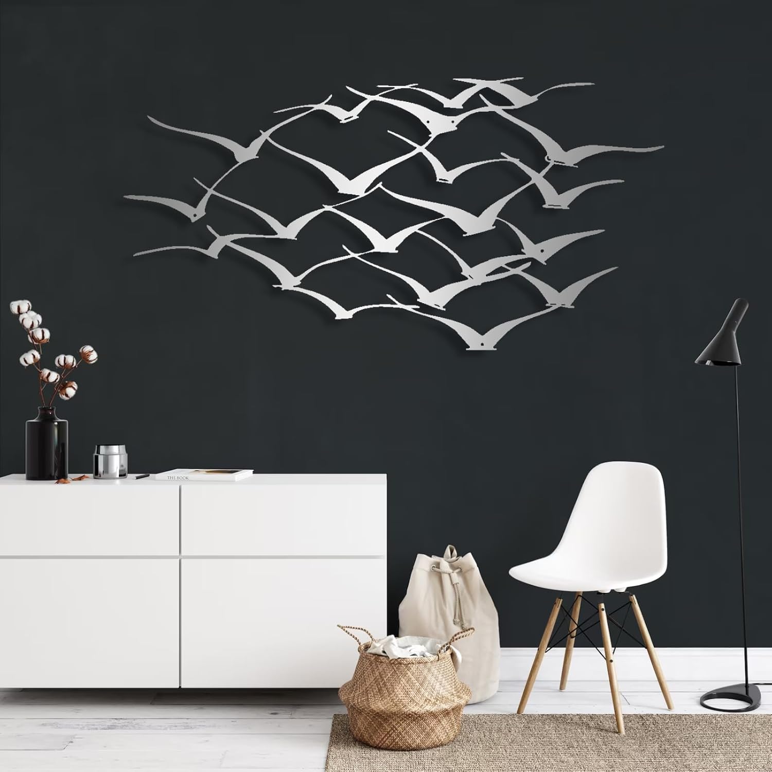 Amazon.com: Metal Flock Of Birds Wall Art, Large Bird Wall Decor ...