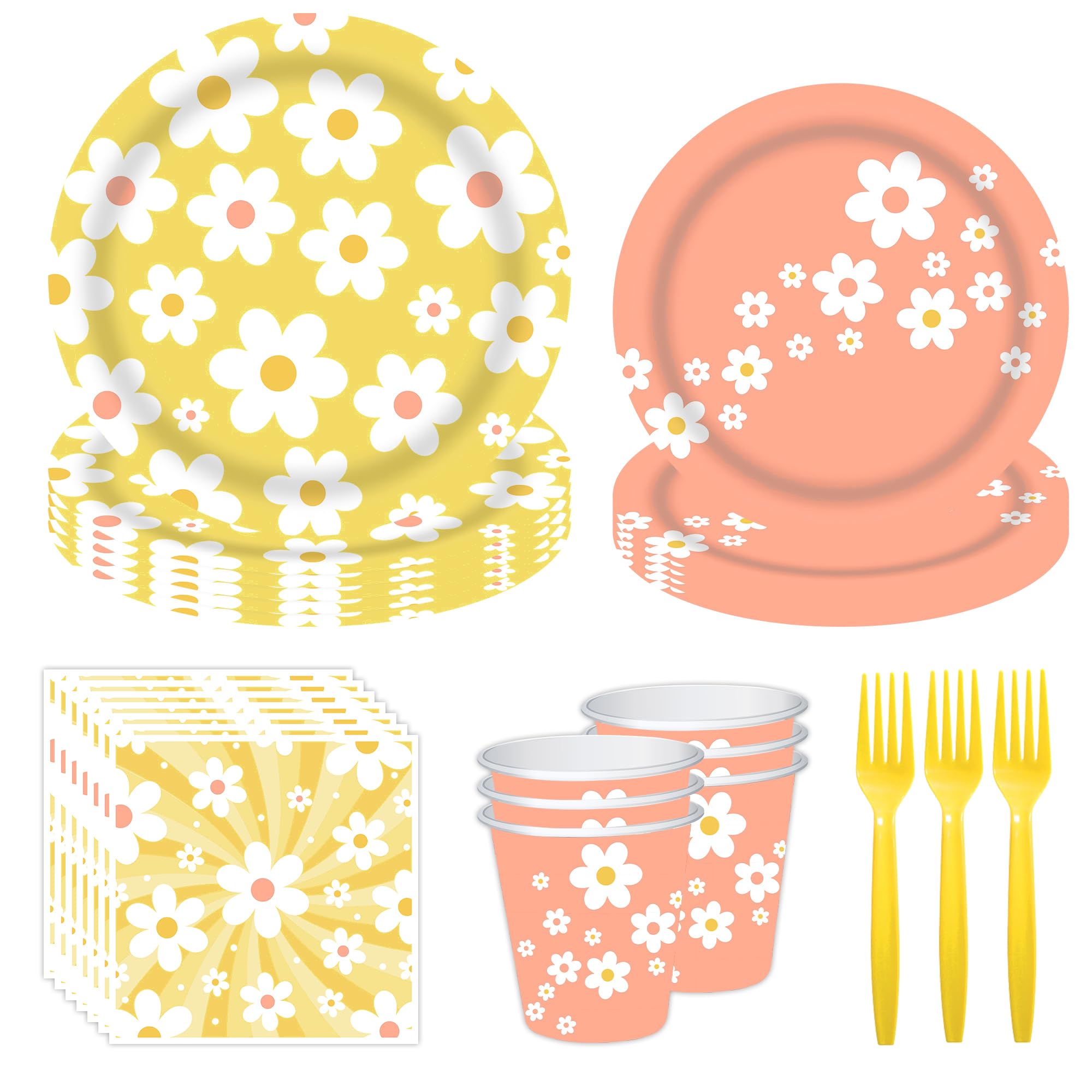 Amazon.com: PARTY BERRY 120 Pcs Daisy Party Decorations Daisy Birthday ...